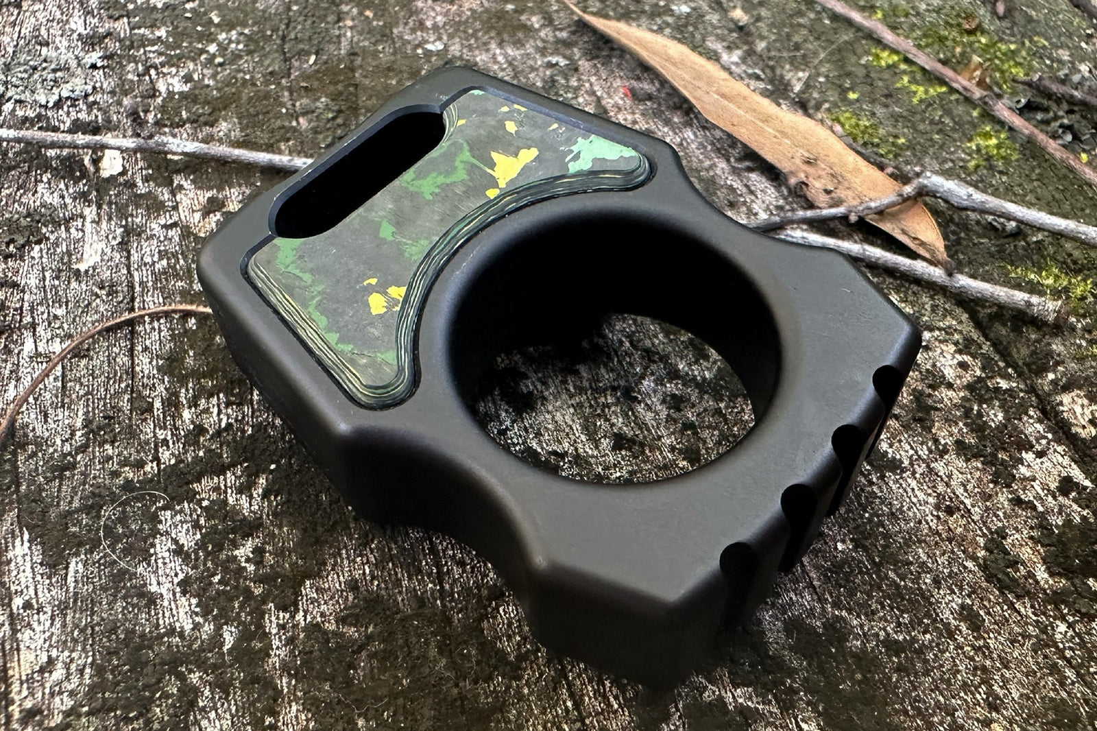 Semi Custom Aluminum Single Finger Brass Knuckles Swampy Whale Black