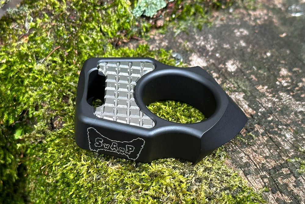 Semi Custom Titanium Single Finger Brass Knuckle Swampy Shark Black